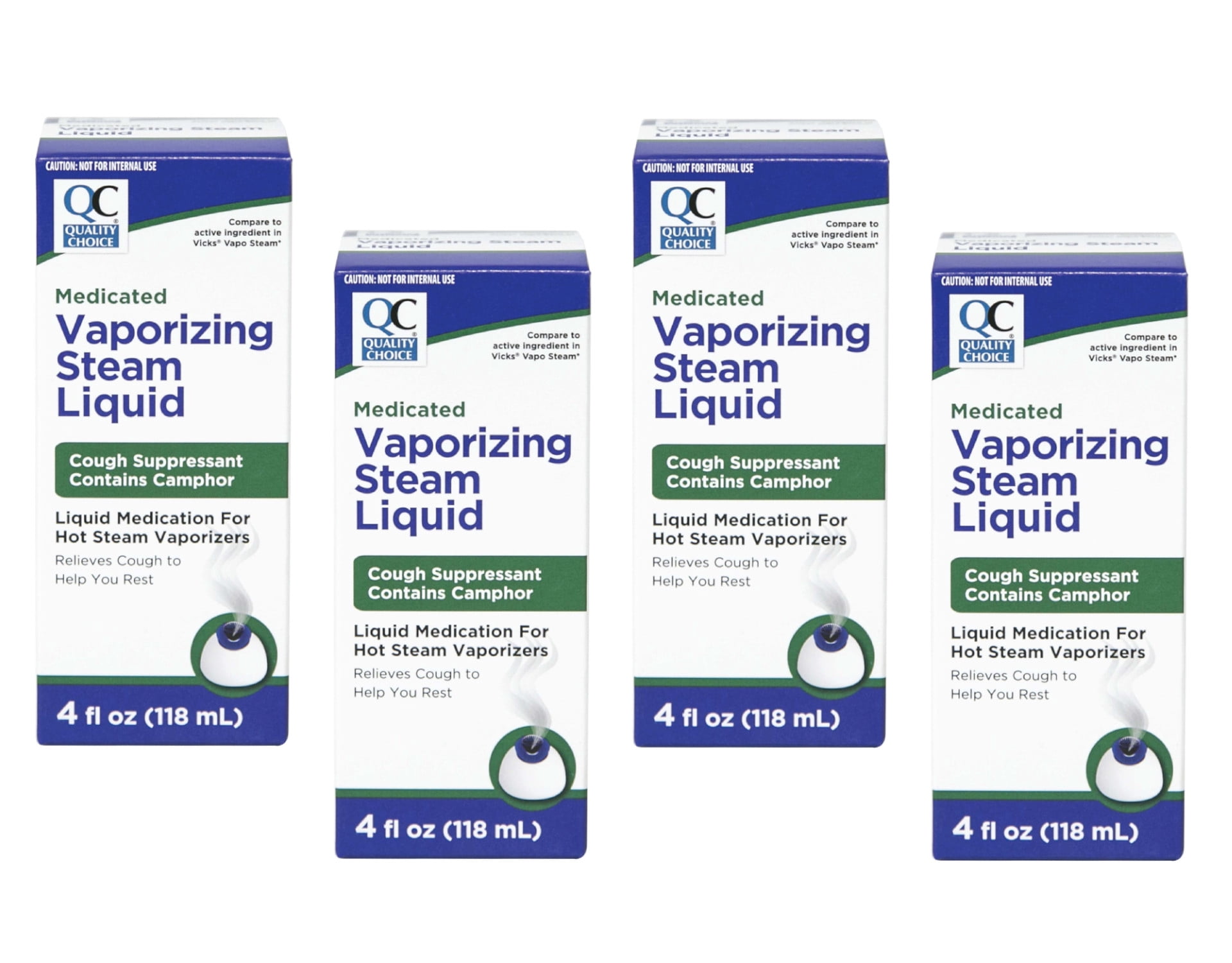 4 Pack Quality Choice Medicated Vaporizing Steam Liquid, 4 Ounces each ...