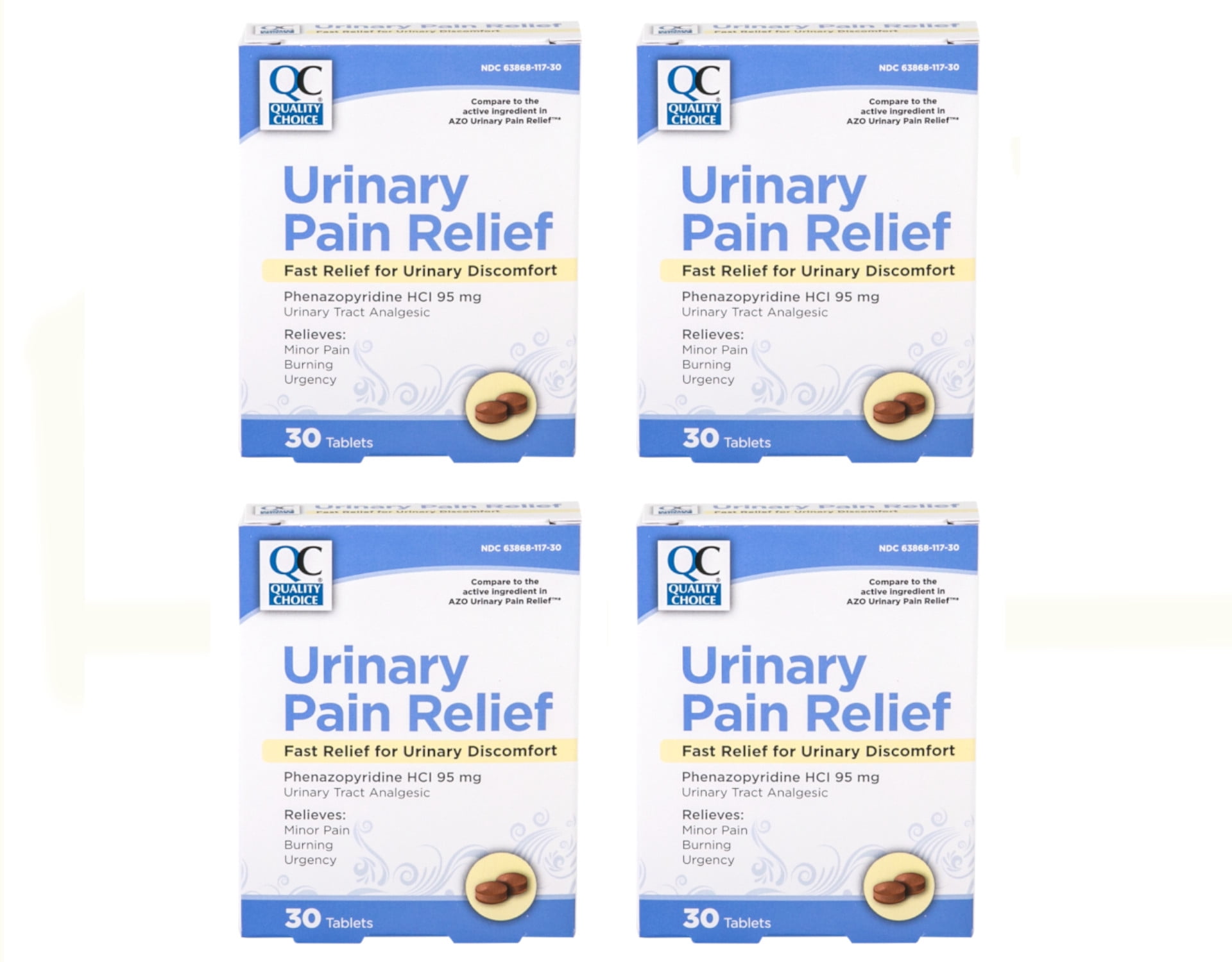 Quality Choice Urinary Tract Pain Relief Medicine, 4 Pack - 30 Tablets ...