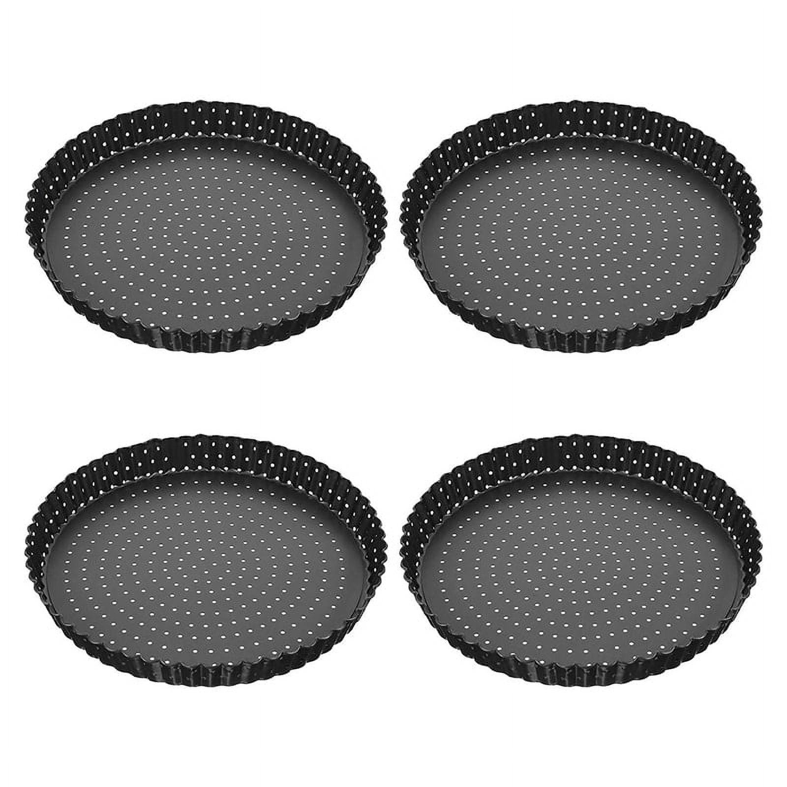 4 Pack Quiche Tart Pan,5 Inch Round Perforated Pizza Baking Tray Non ...