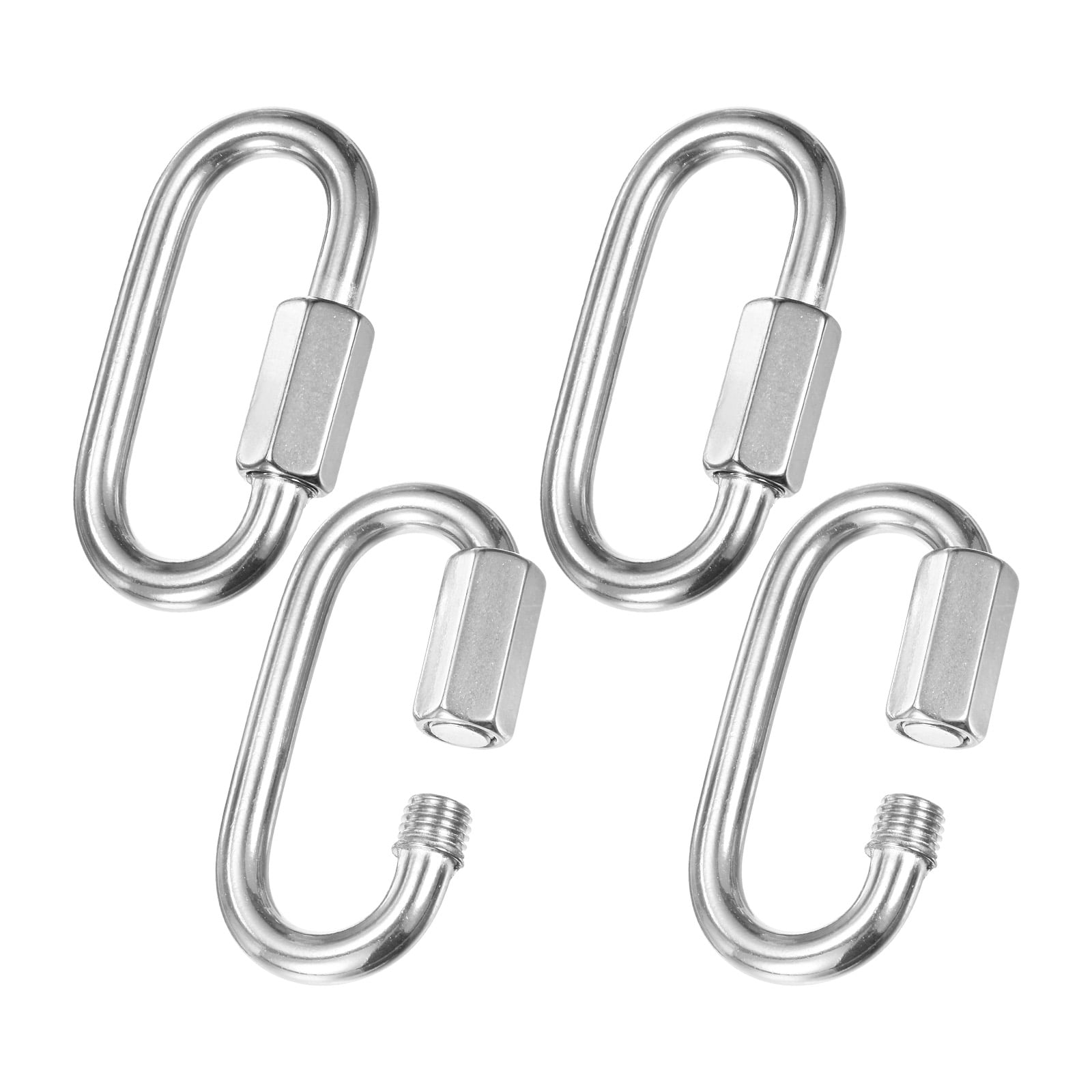 4-Pack Quick Chain Link Connector, M6 1/4" 316 Stainless Steel D-Shape ...