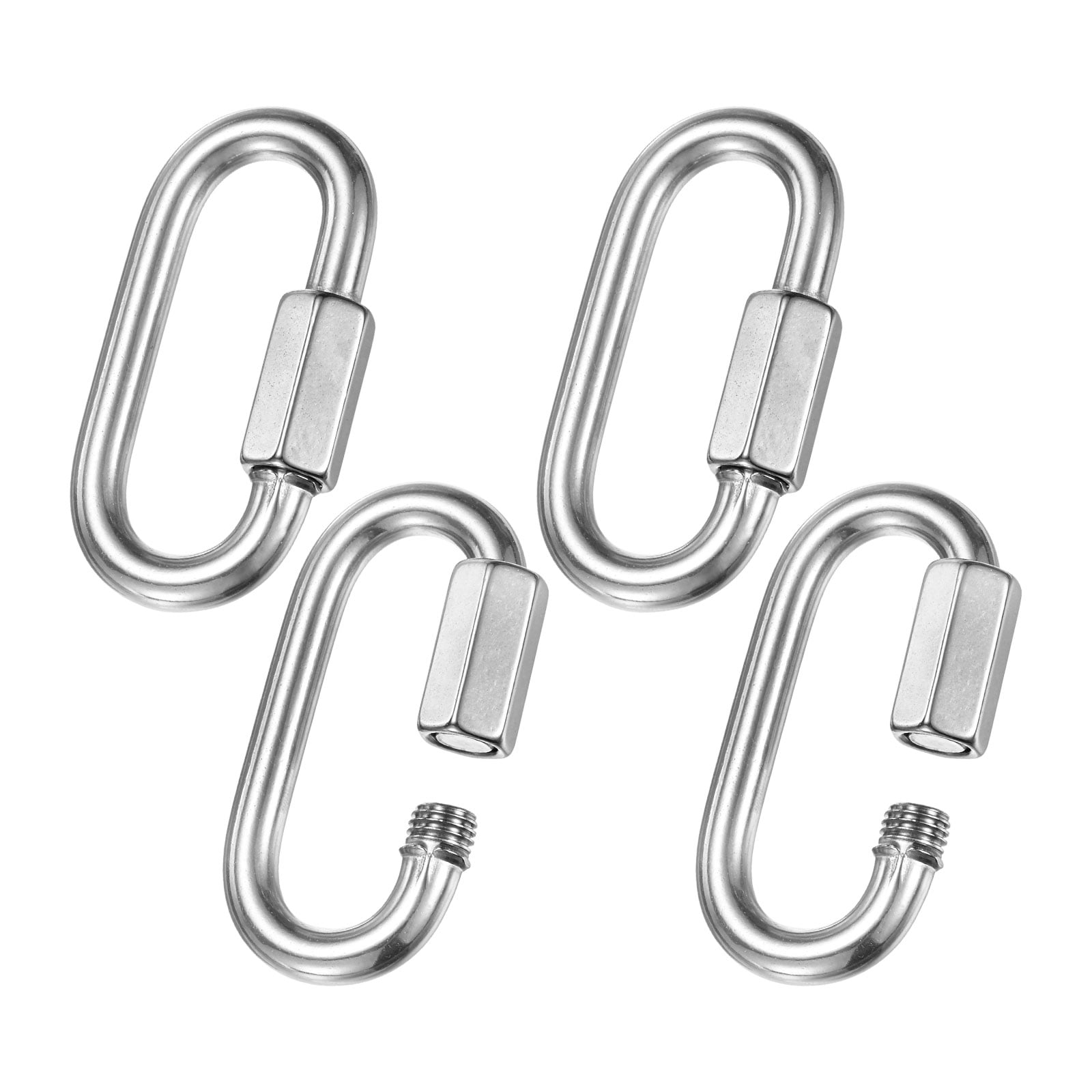 4-Pack Quick Chain Link Connector, M8 5/16" 316 Stainless Steel D-Shape ...