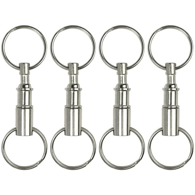 4 Pack Quick Release Detachable Mini Keychain Accessories, Silver Dual ...