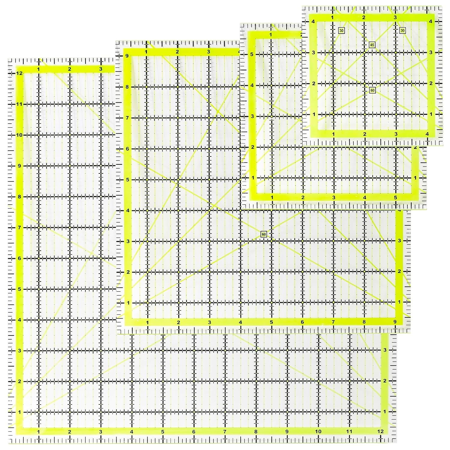 4 Pack Quilting Ruler, Square Quilting Rulers Fabric Cutting Ruler ...