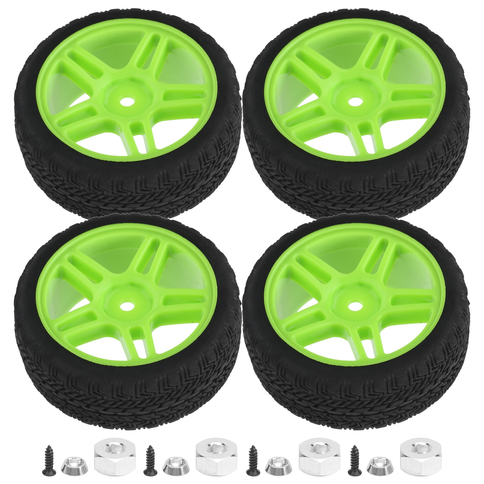 4-Pack RC Truck Tires and Wheels, 65mm Diameter Hex Design, Compatible ...