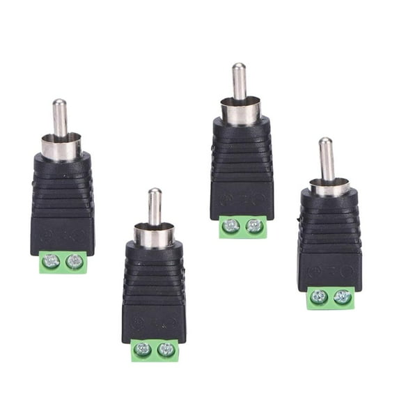 4 Pack RCA Cable Audio Adapter Phono RCA Male Plug to Terminal Speaker ...