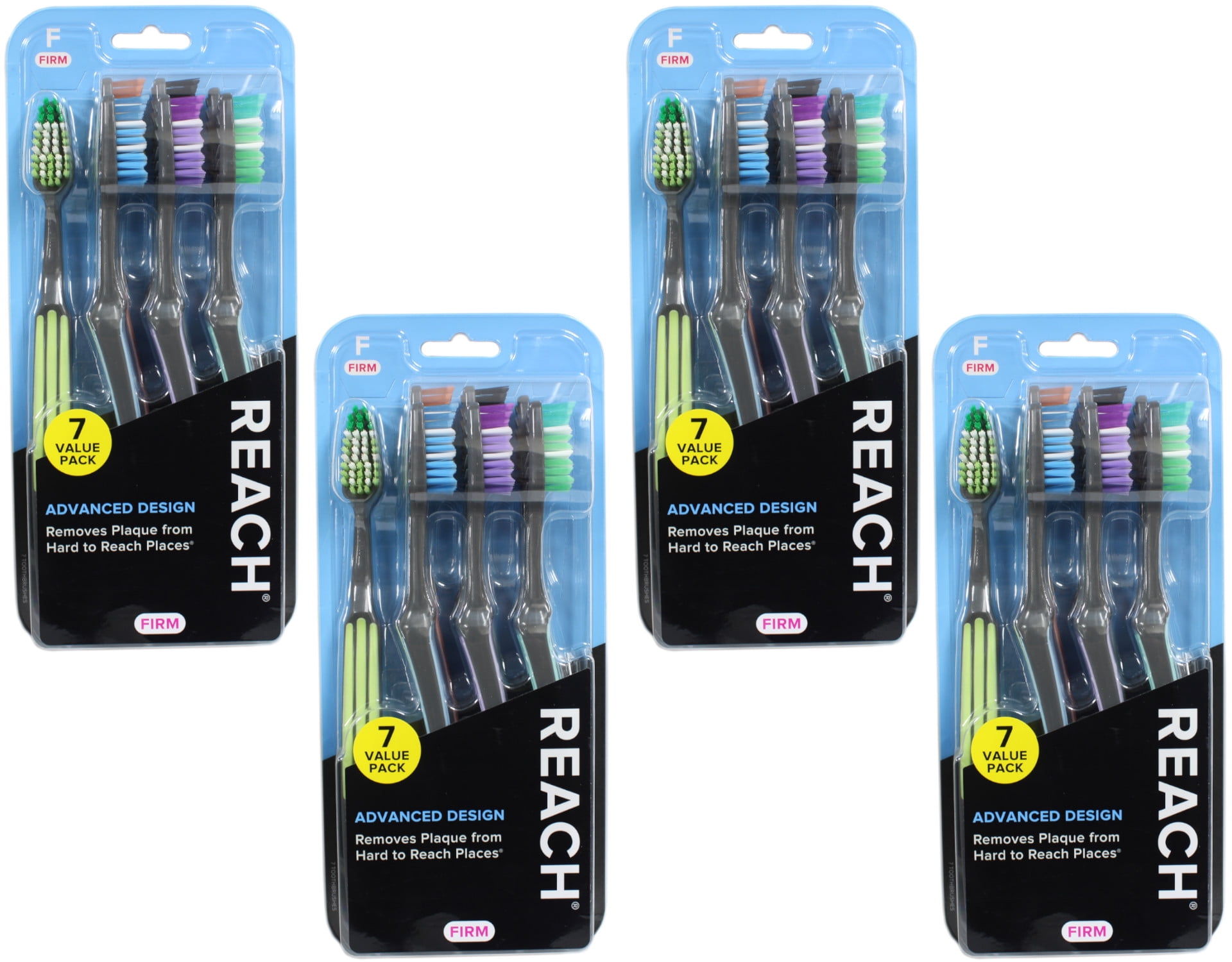 4 Pack REACH Advanced Design Adult Toothbrush, Firm, 7 Count - Walmart.com