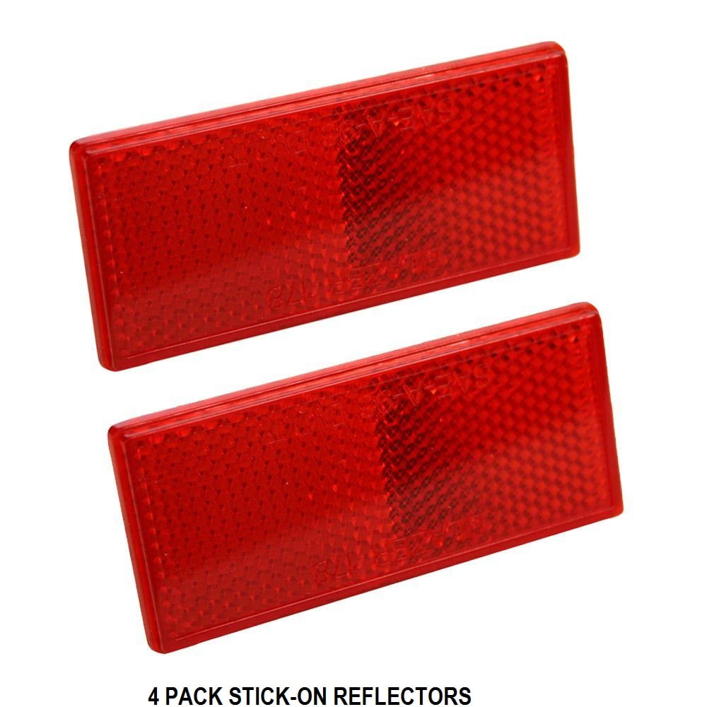4-Pack RED Reflectors Peel and Stick Backing 1.5" x 3.25" - Walmart.com