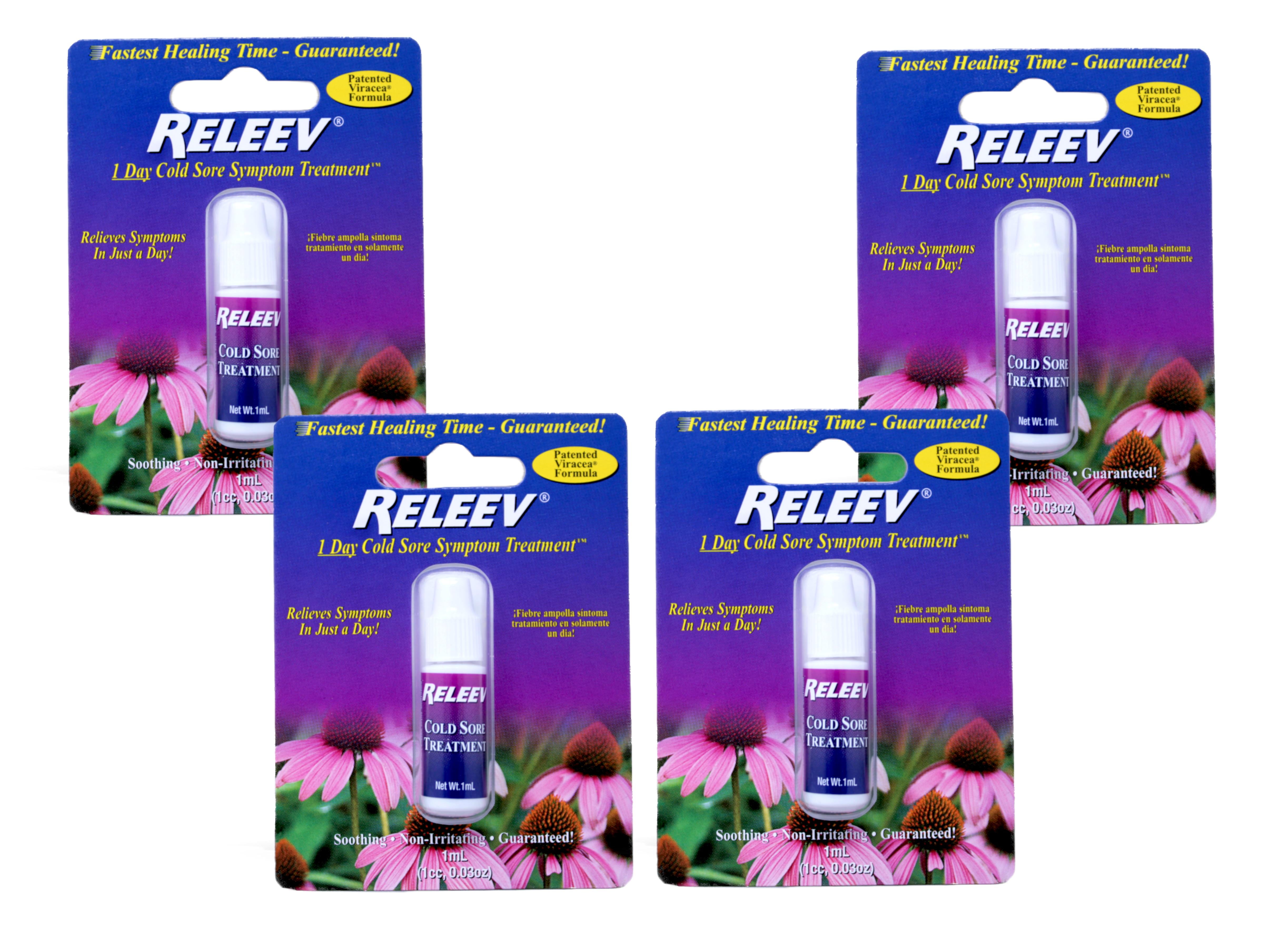 4 Pack - RELEEV 1-Day Cold Sore Symptom Treatment 1 mL (.034 oz ...