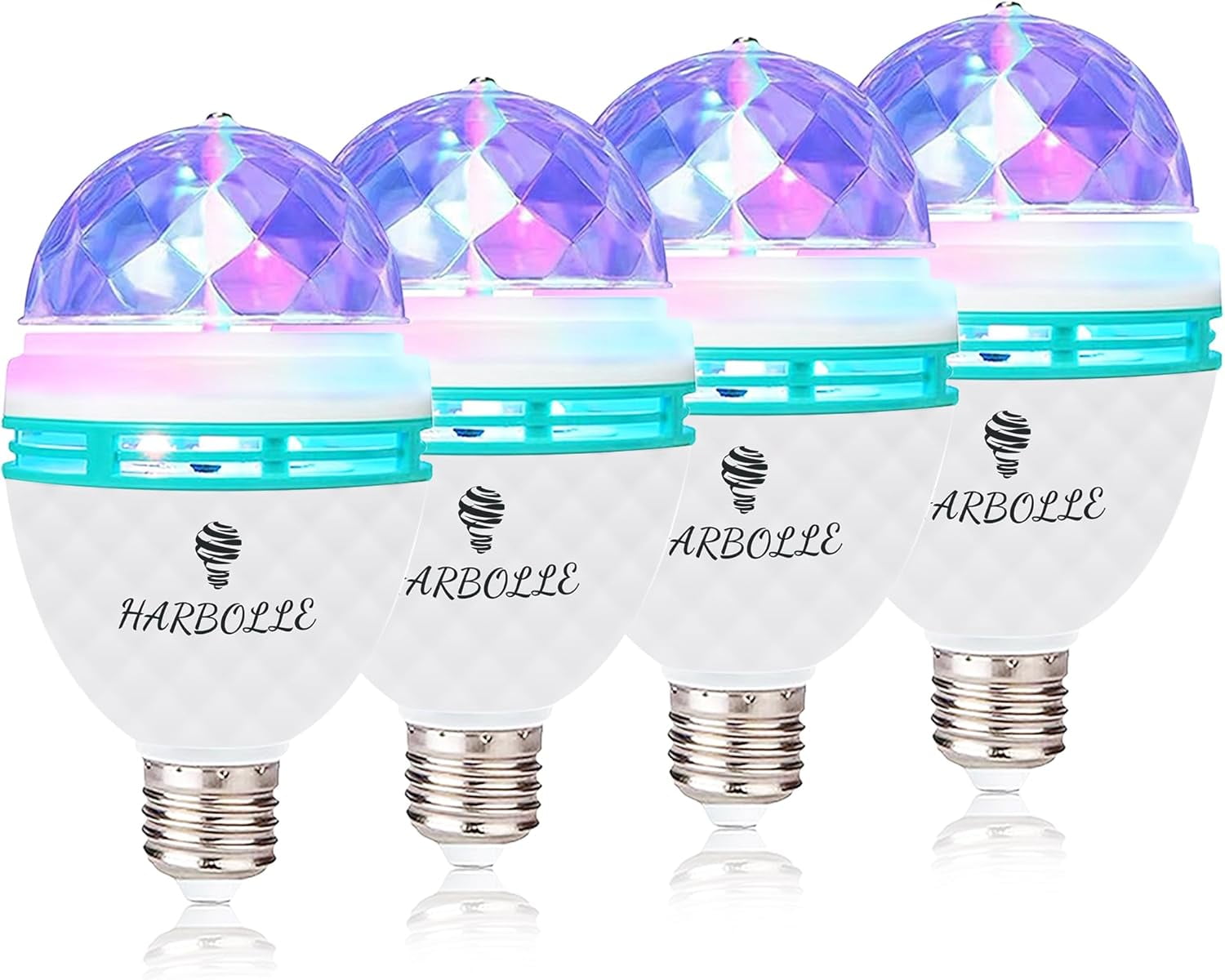 4 Pack RGB Color Rotating Bulb,E26/E27,LED Party Bulbs Colored Strobe ...