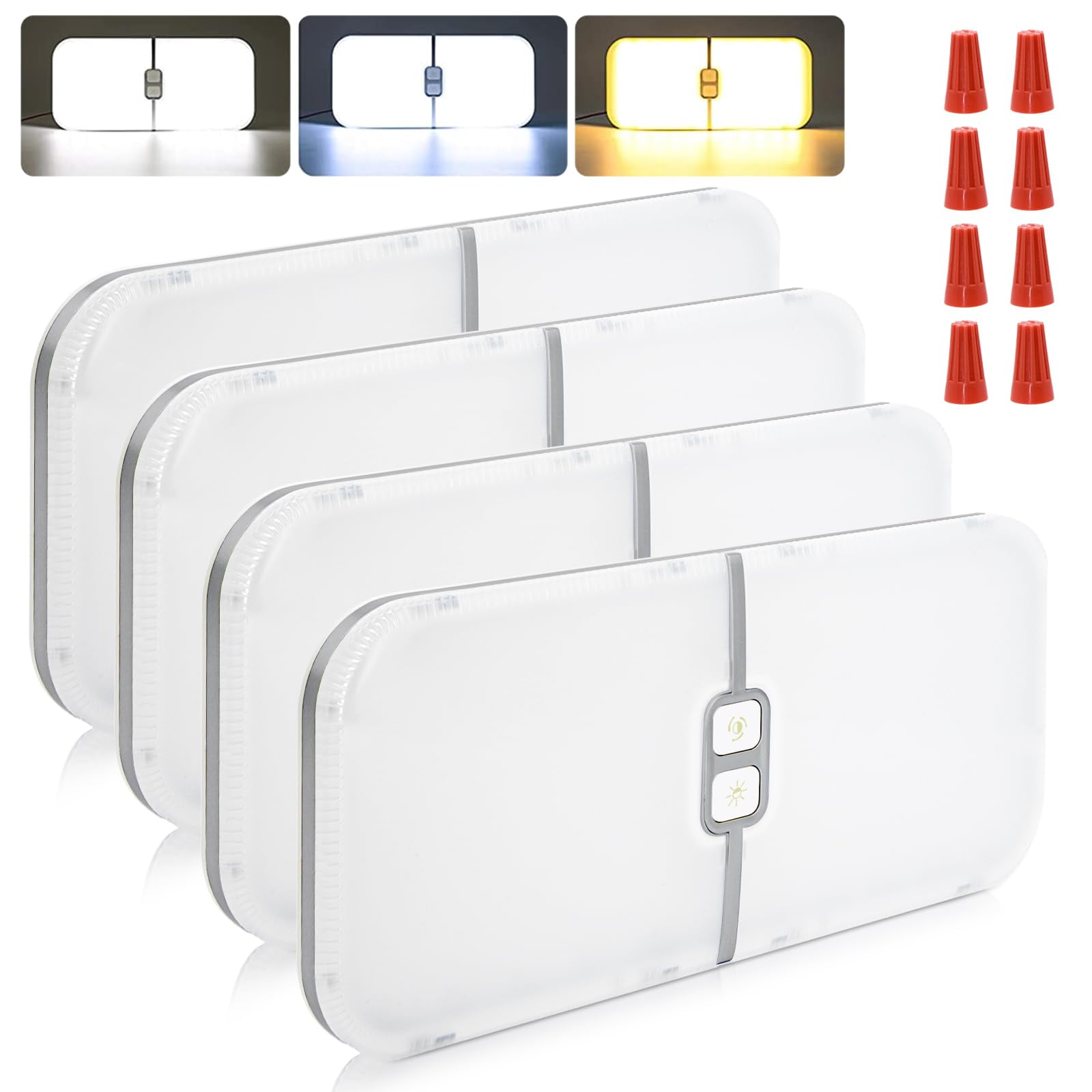 4 Pack RV GP27 Lights Interior 1800LM, 3 Color Dimmable 12V Volt Led ...