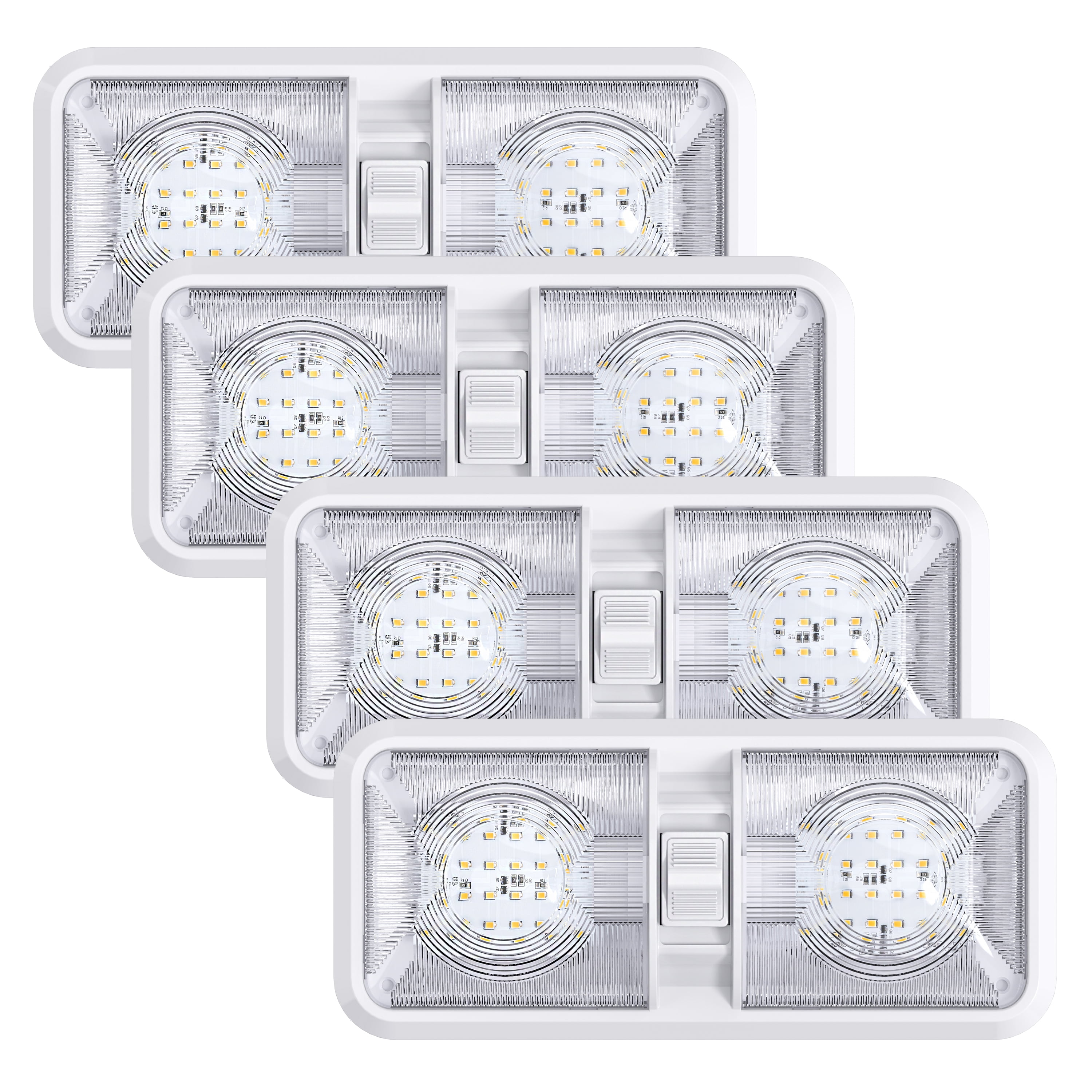 4 Pack RV LED Ceiling Dome Light Fixture, ON/OFF Switch, Interior ...