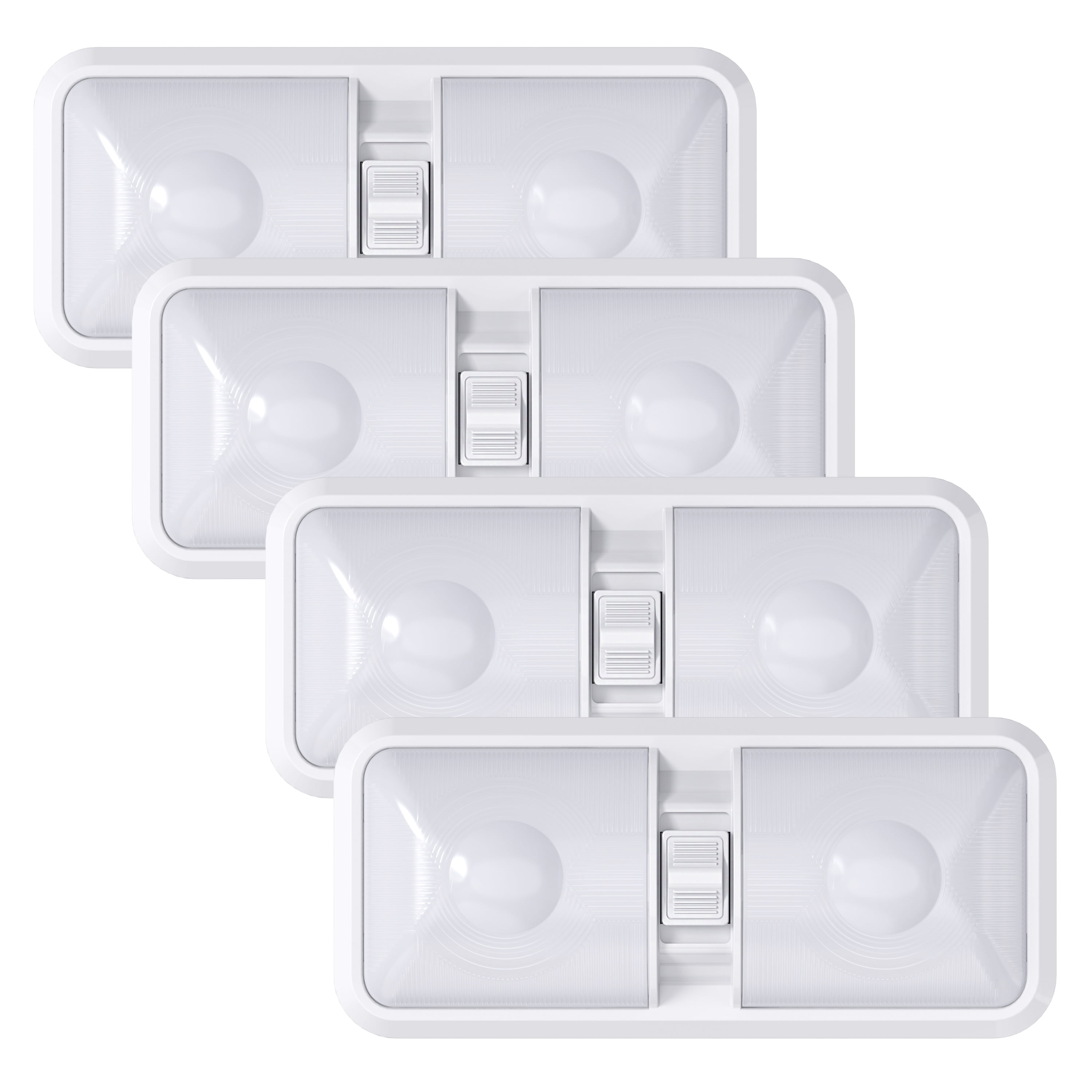 4 Pack RV LED Ceiling Double Dome Light Fixture with ON/Off Switch ...
