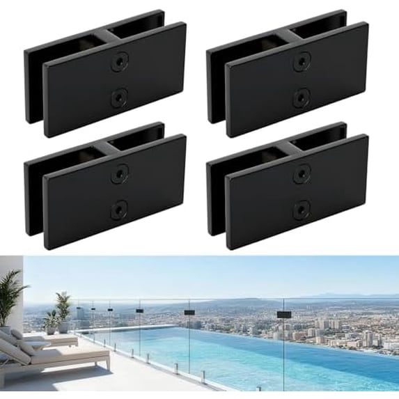 4 Pack Railing Glass Clamps, 180 Degree Double Sided Railing Clip ...