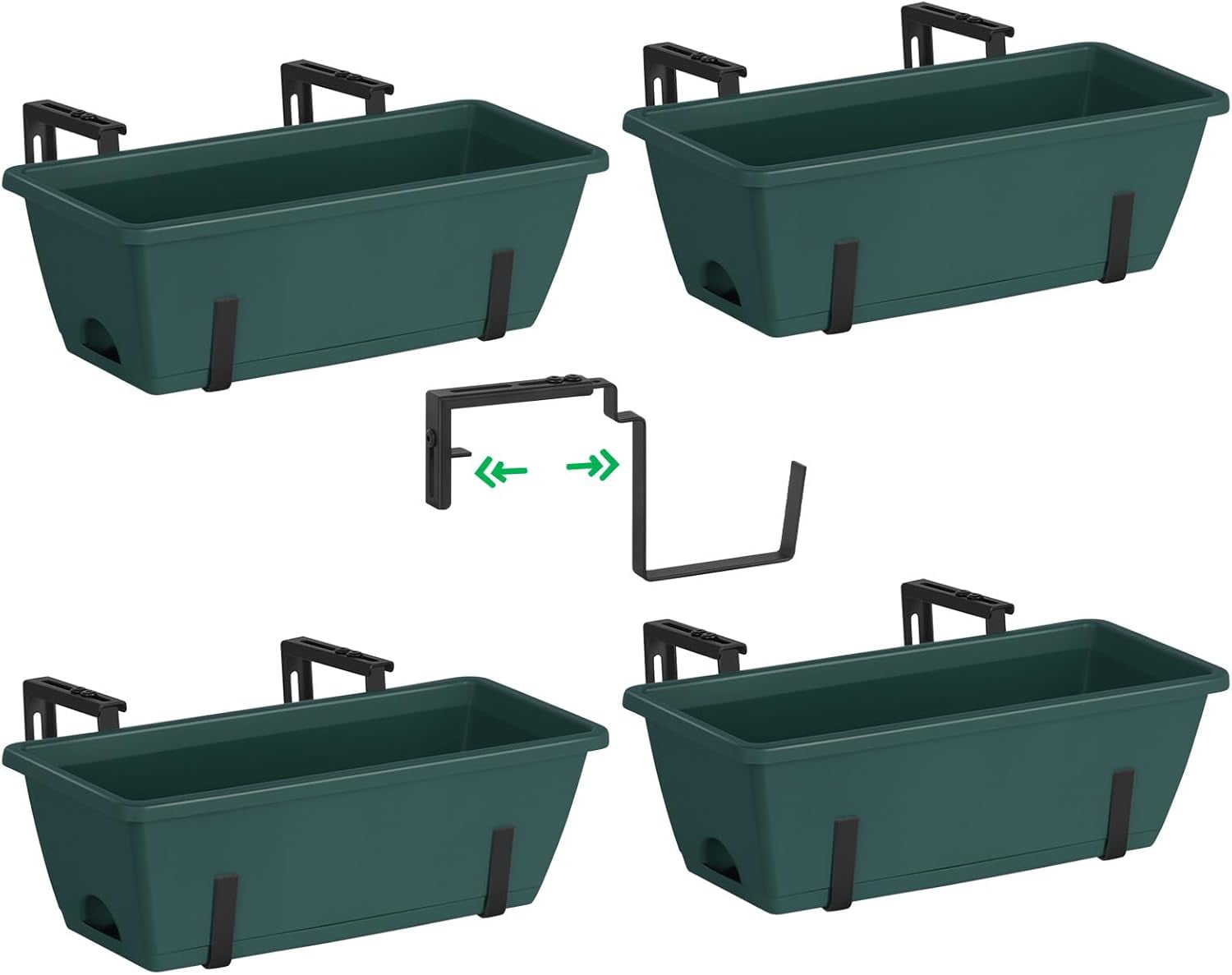 Railing Planter Boxes : 2 Pack 24 Inch Box With Adjustable Brackets For ...