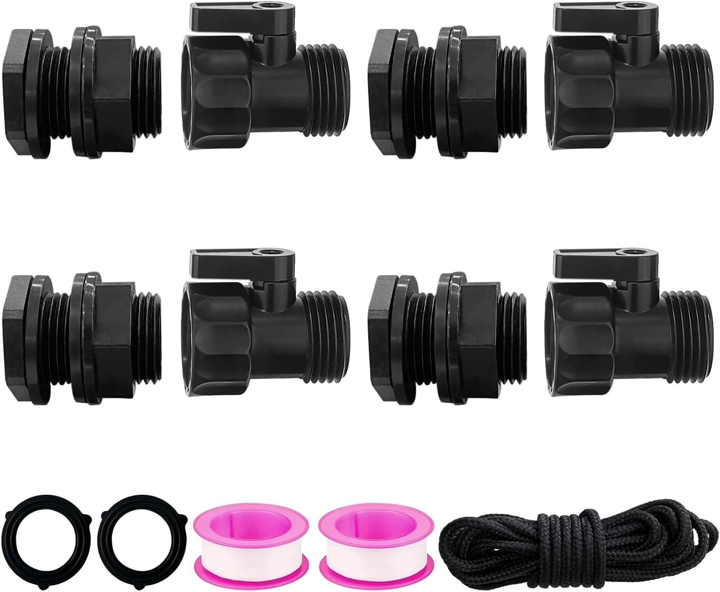 4 Pack Rain Barrel Spigot kit 3/4'' Plastic Garden Hose Shut Off Valve ...