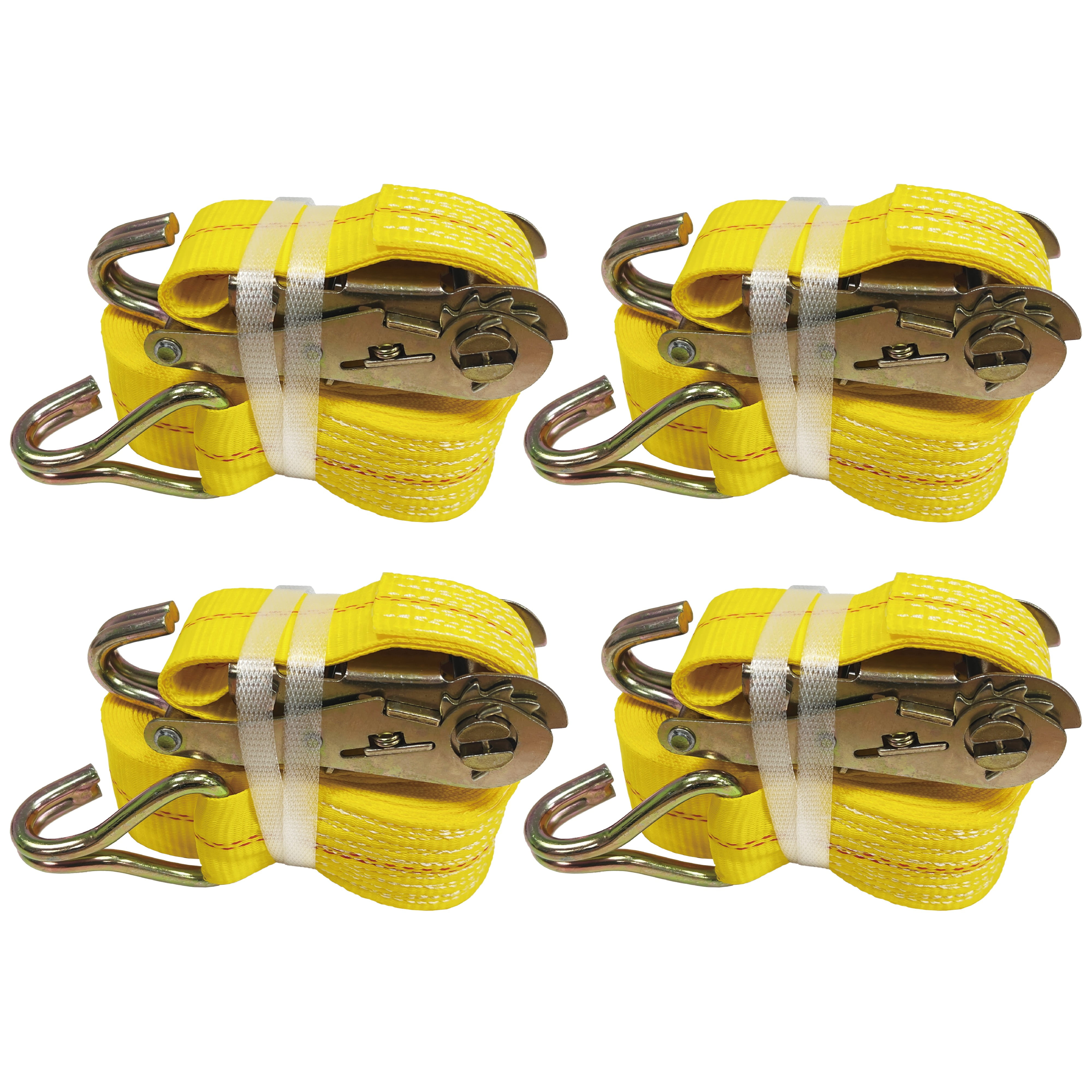 4 Pack Ratchet Straps 2" x 15' x 5000lbs Cargo Tie Down Straps with J Hooks for Trucks and ...