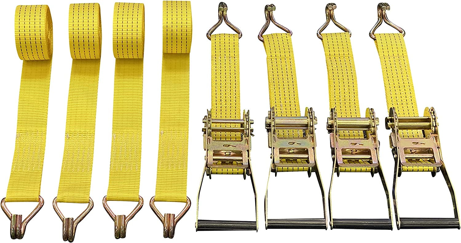 "4 Pack Heavy Duty Cargo Ratcheting Straps, 2""x15', 5000 Lbs Break ...