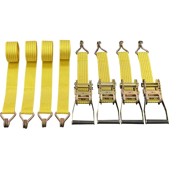 "4 Pack Heavy Duty Cargo Ratcheting Straps, 2""x15', 5000 Lbs Break ...