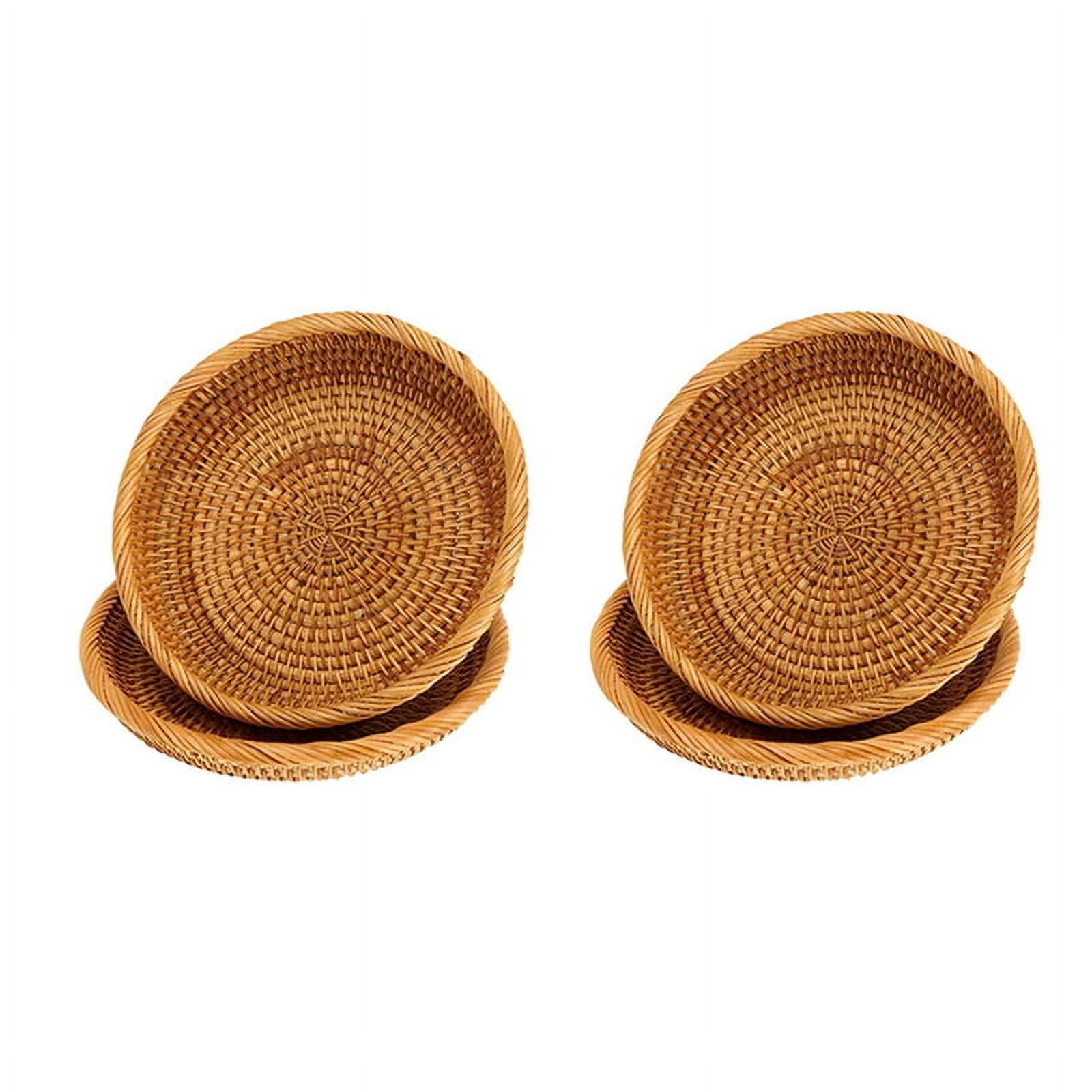 4 Pack Rattan Woven Storage Basket,Bread Basket Display Basket Fruit ...