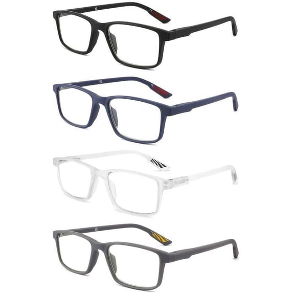 4 Pack Reading Glasses Blue Light Blocking for Men Women,Rectangular ...