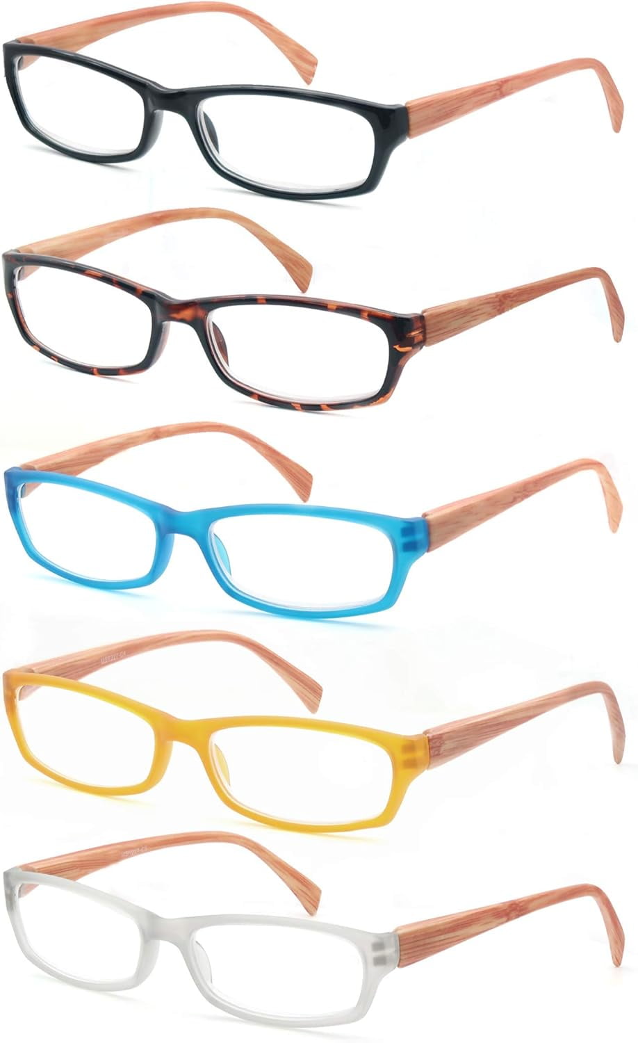 4 Pack Reading Glasses Fashion Wood-Look Spring Hinges Stylish Readers ...