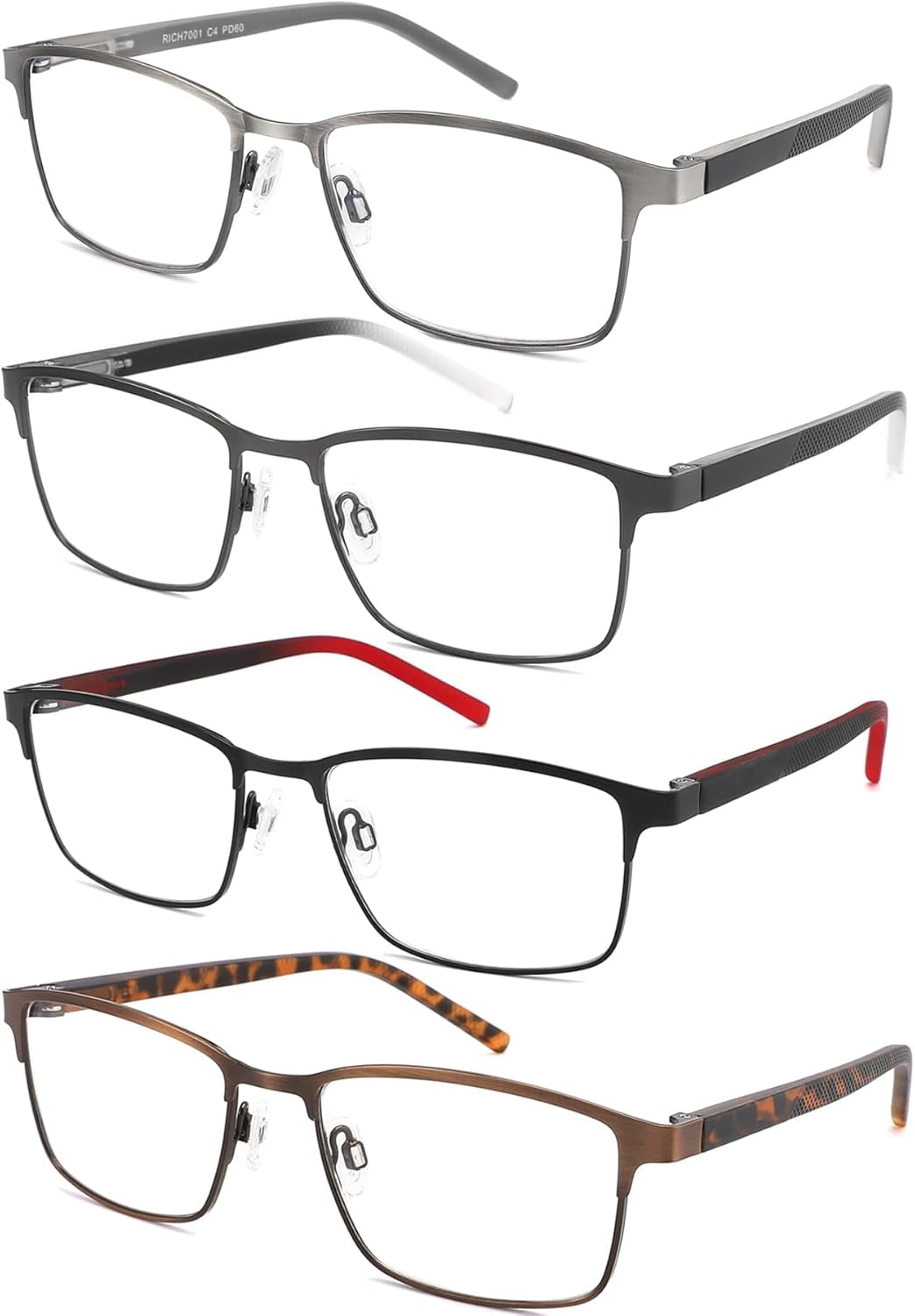 4 Pack Reading Glasses for Men, Blue Light Blocking Computer Readers ...