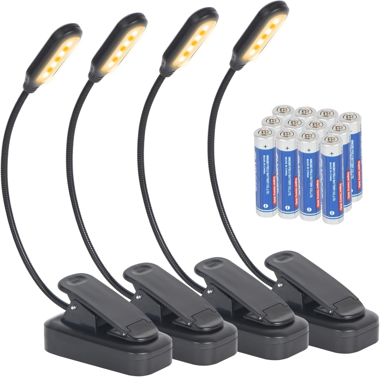 4 Pack Reading Light with 3 Color Temperature, 6 LED Book Clip Lamp for ...