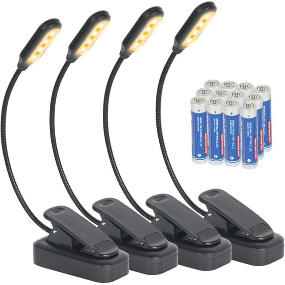 4 Pack Reading Light with 3 Color Temperature, 6 LED Book Clip Lamp for ...