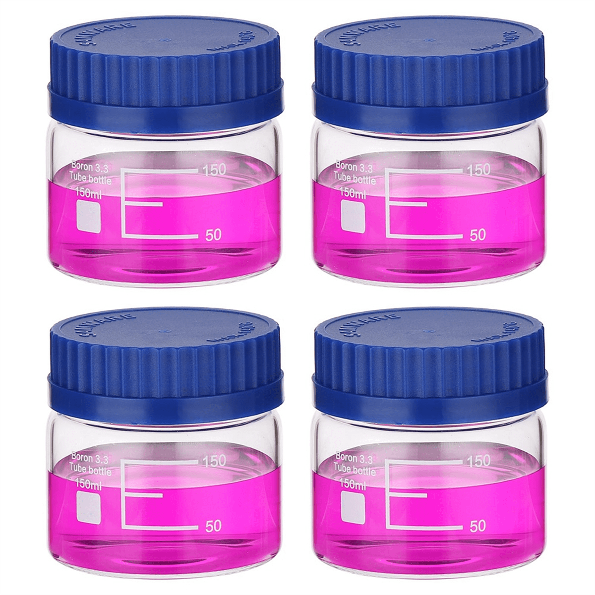4 Pack Reagent Media Storage Bottles, 150ml Borosilicate Glass Wide ...