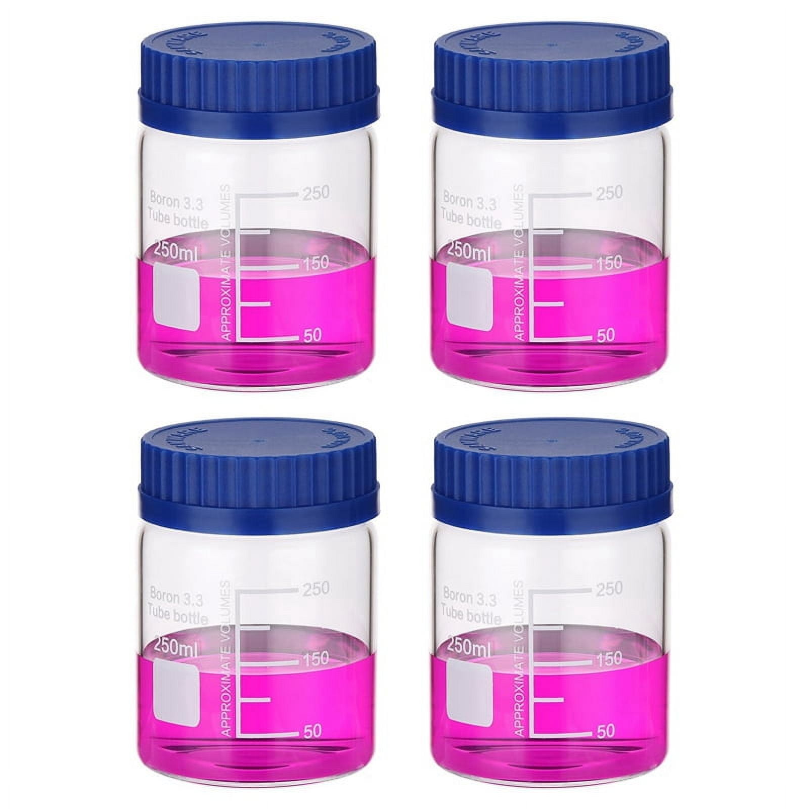 4 Pack Reagent Media Storage Bottles, 250ml Borosilicate Glass Wide ...