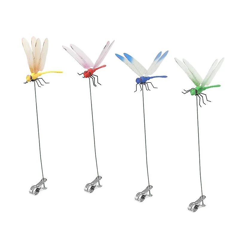 4‑Pack Realistic Fake Dragonfly Clips, Waterproof Outdoor Garden Decor ...