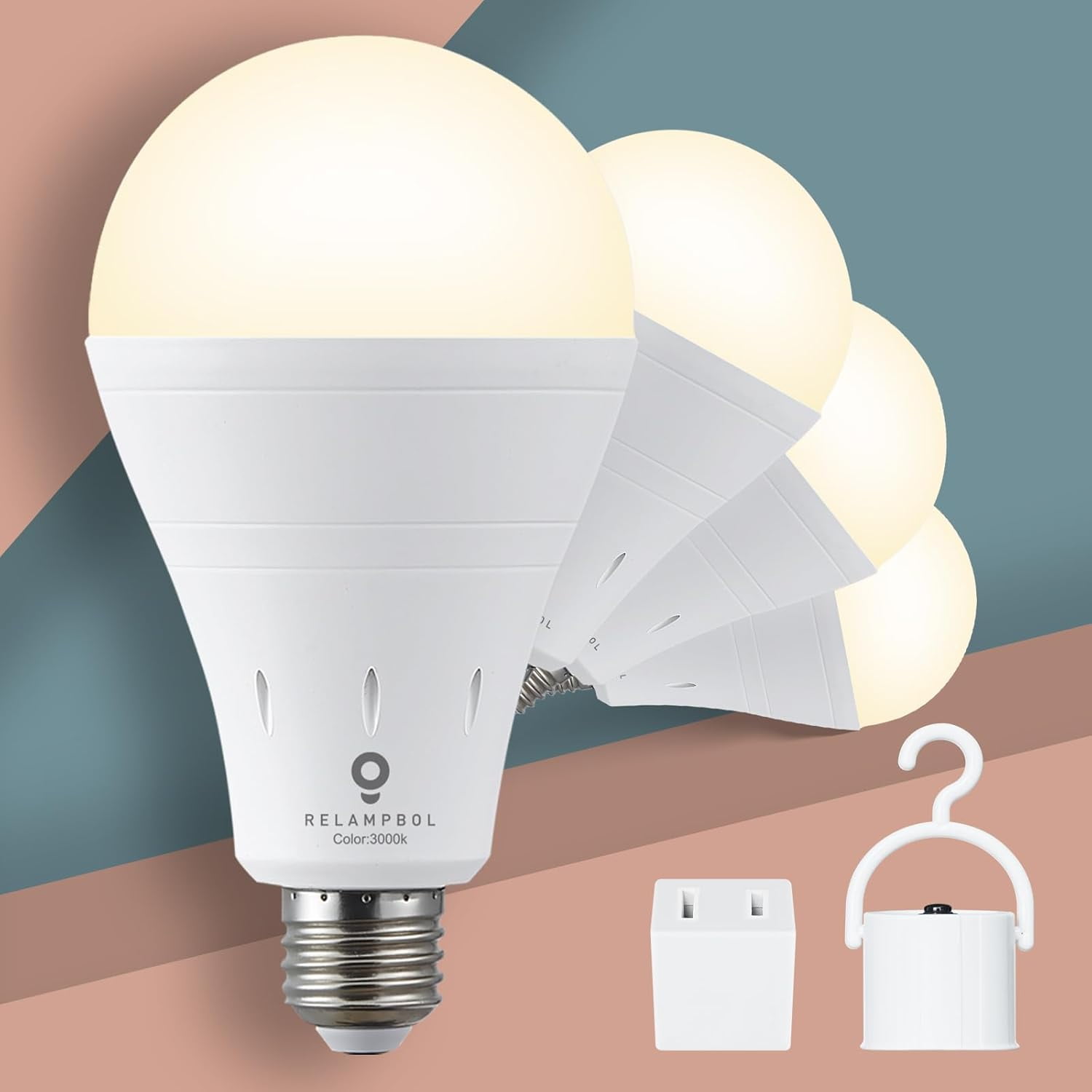 4 Pack Rechargeable Emergency Light Bulb Battery Operated Power Outage ...