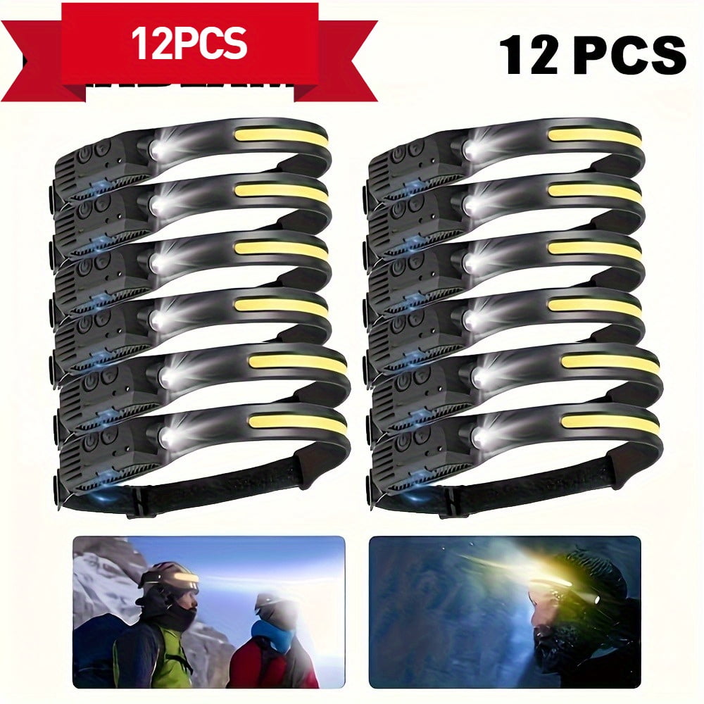 4-Pack Rechargeable Headlamps - 230° Wide Angle COB&LED, 5 Modes ...