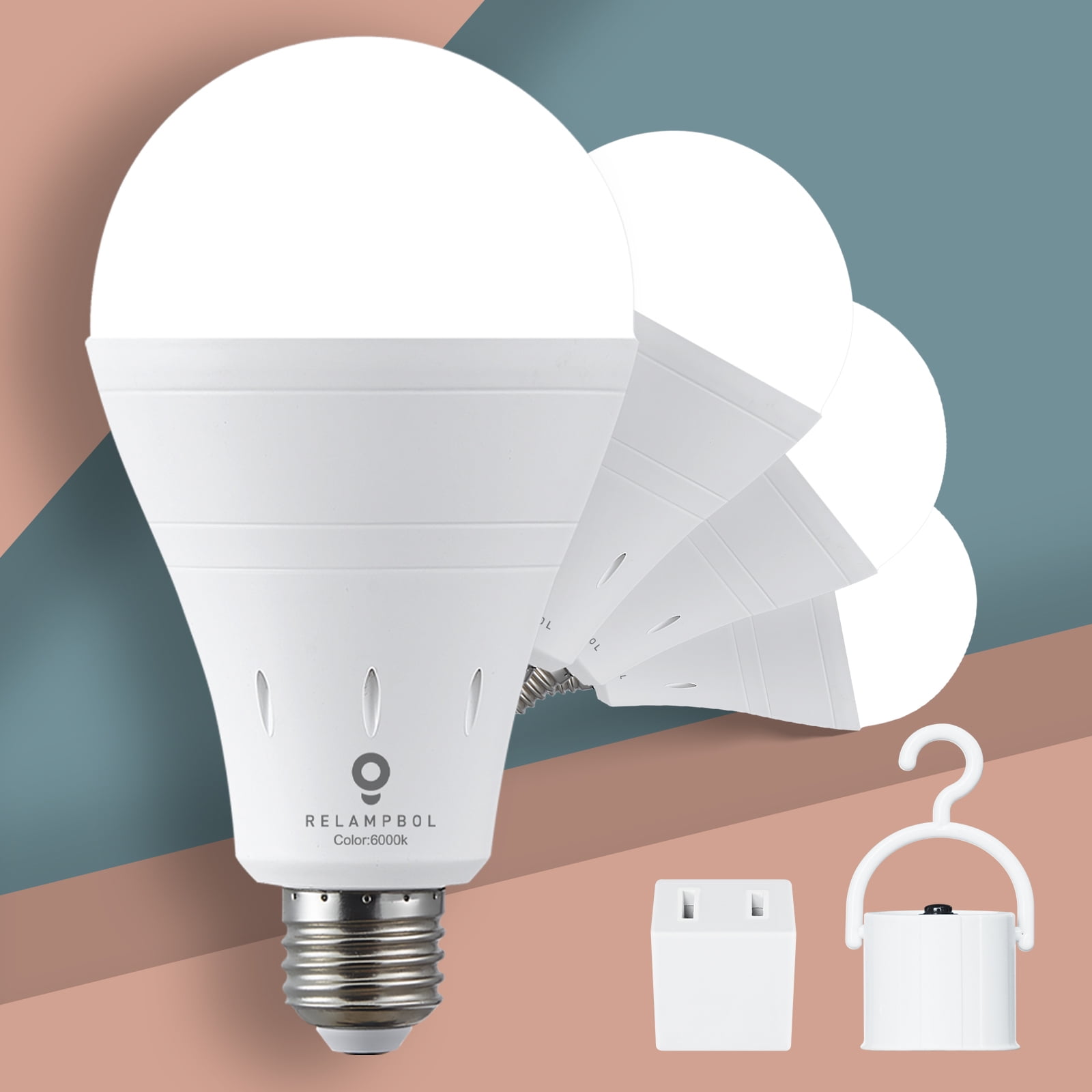 4 Pack Rechargeable Light Bulb Emergency Battery Operated Light Bulbs ...