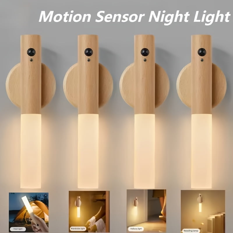 4-Pack Rechargeable Motion Sensor LED Night Lights - Magnetic Portable ...