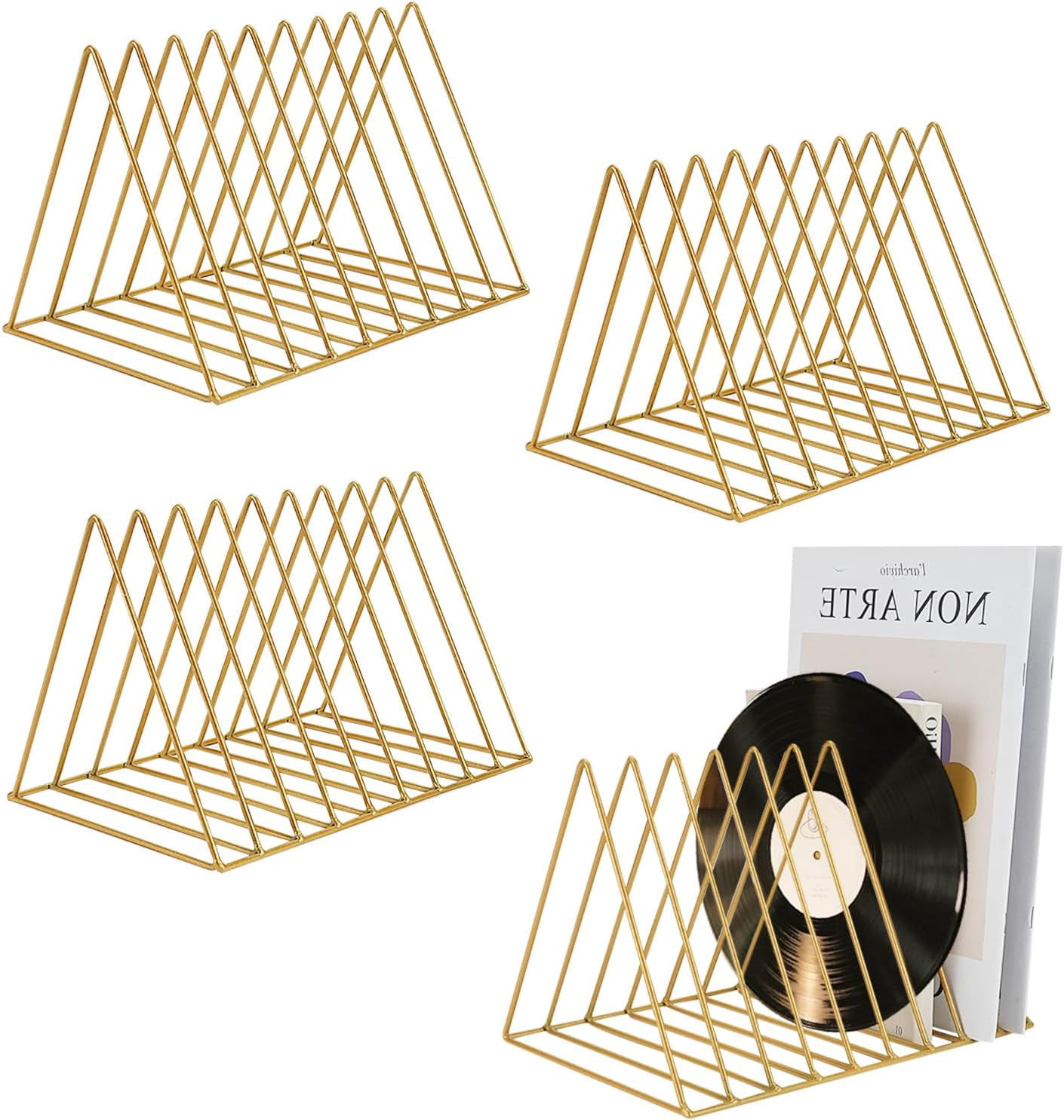 4 Pack Record Magazine Holder Triangle File Organizer 9 Slot Vinyl ...