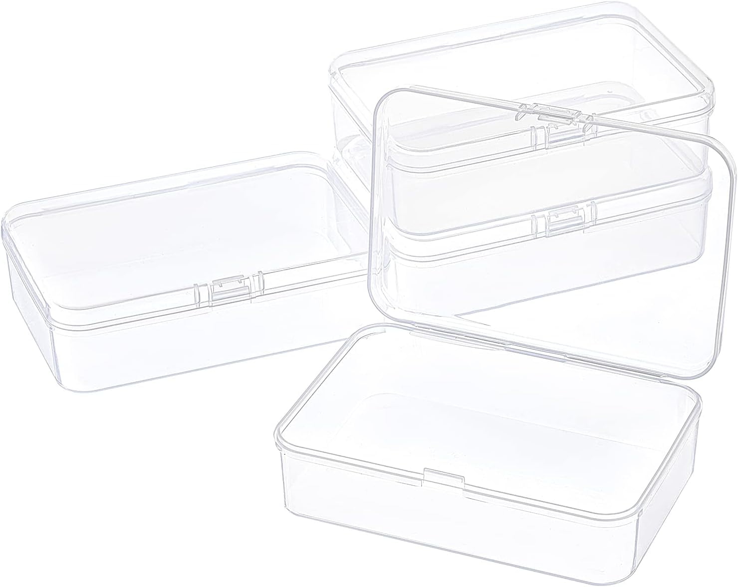 4 Pack Rectangle Plastic Bead Containers Storage Box 3.5x5x1.4 inch ...