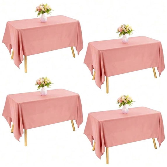 4 Pack Rectangle Tablecloth 60x126 Inch Dusty Rose Washable Polyester ...
