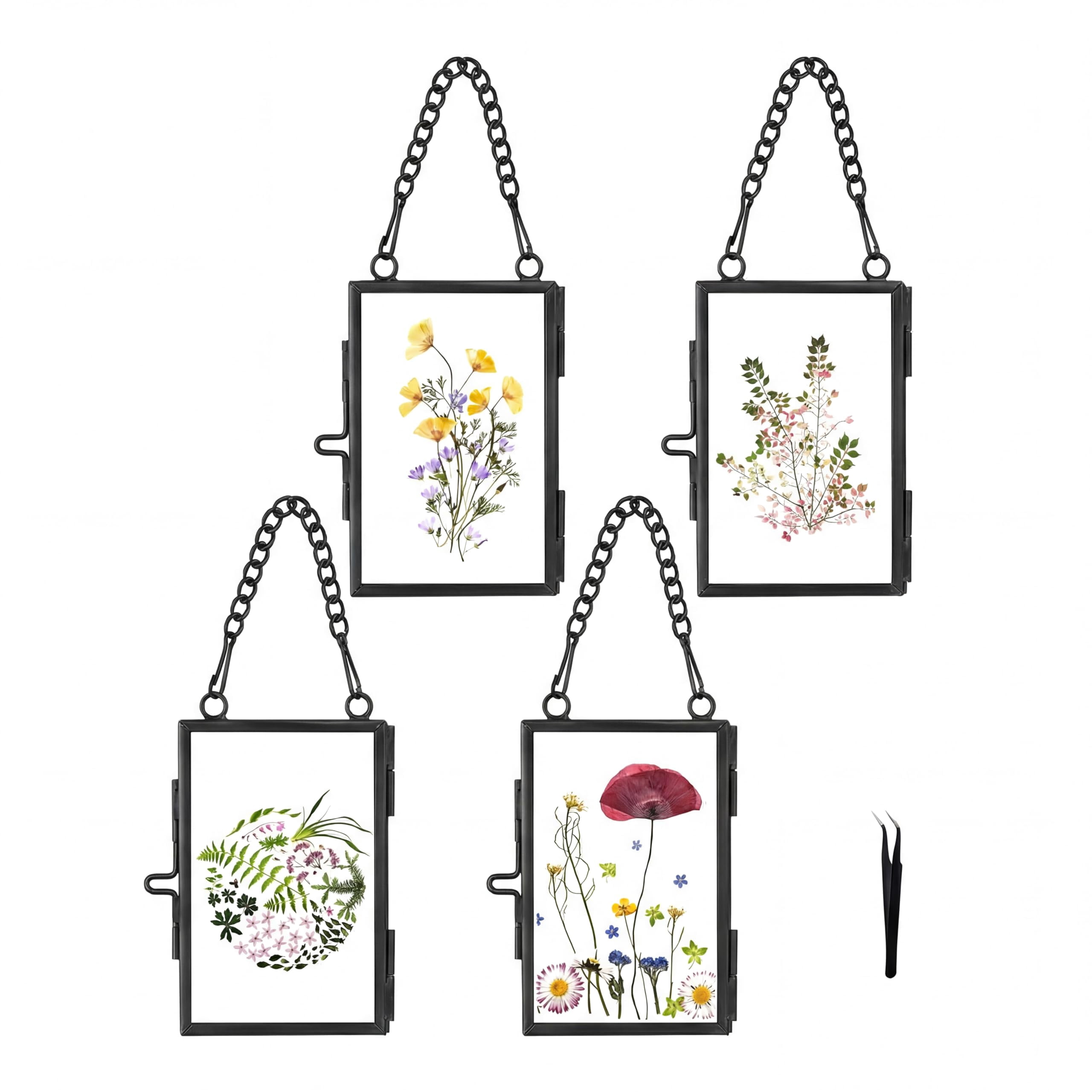 4 Pack Rectangular Pressed Flower Frames Balck-4 Wall Hanging Tabletop ...