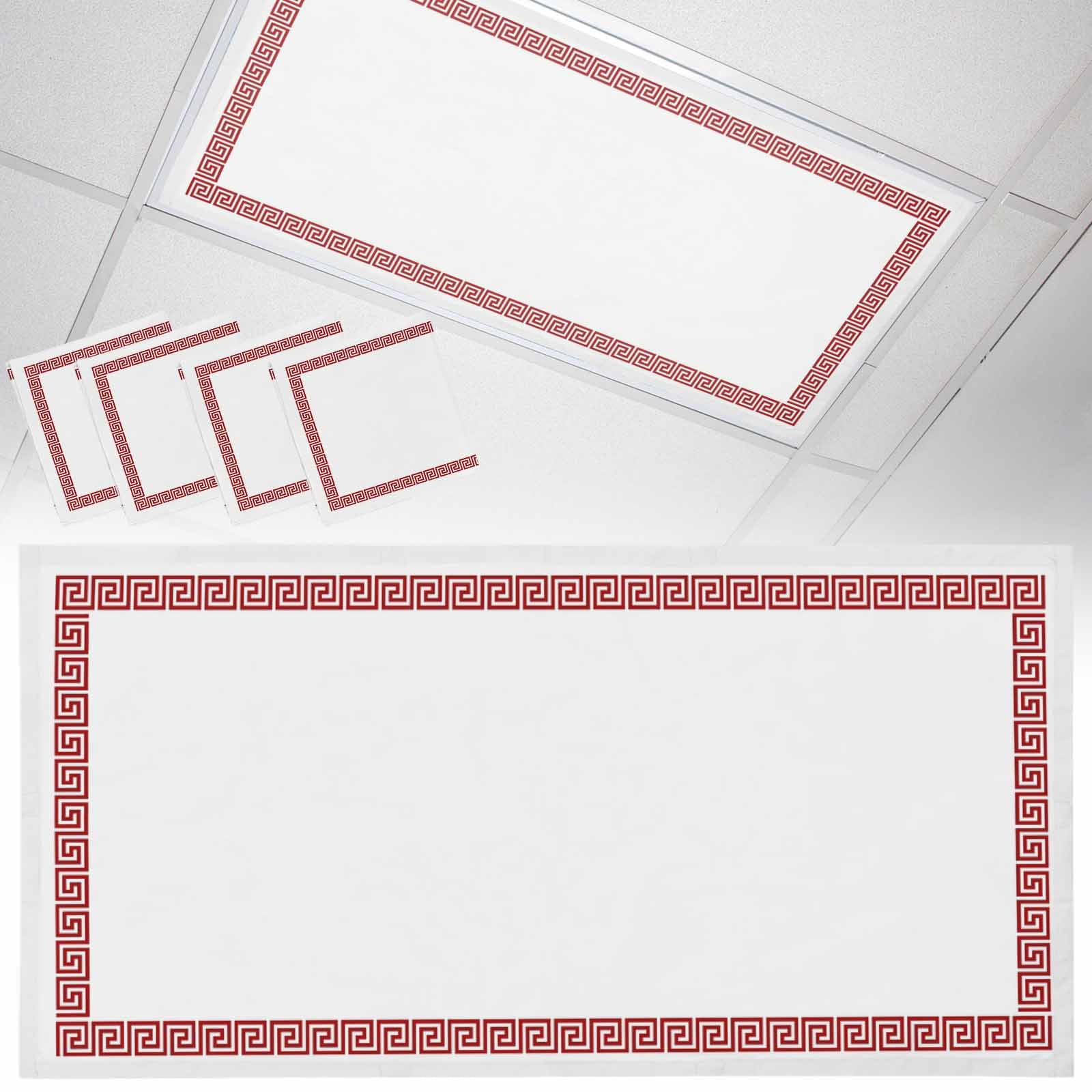4 Pack Red Geometric Fluorescent Light Covers for Ceiling Lights Greek ...