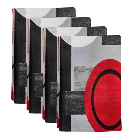4 Pack Red Gray Black Kitchen Towels Abstract Round Modern Art ...