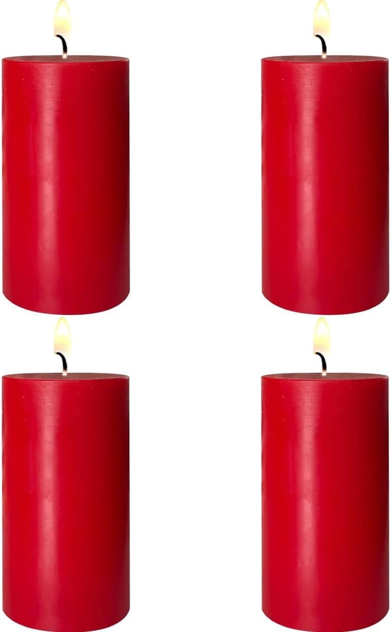 4 Pack Red Pillar Candles, 2x4 Inch, Long-Lasting, Dripless and ...