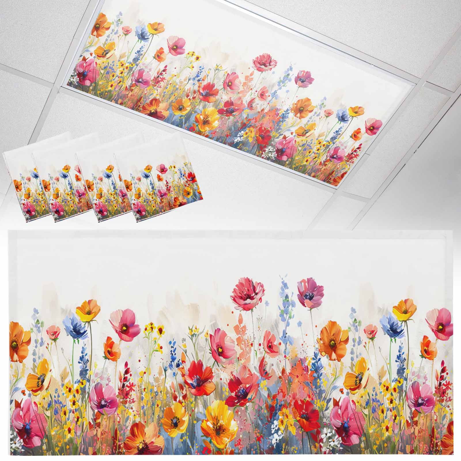 4 Pack Red Pink Fluorescent Light Covers for Ceiling Lights and Yellow ...