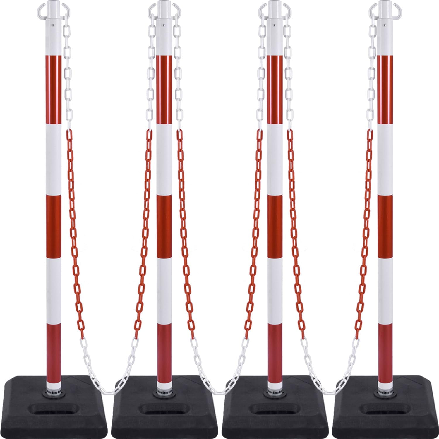 4 Pack Red White Portable Work Zone Chain Post Set, Premium Crowd ...