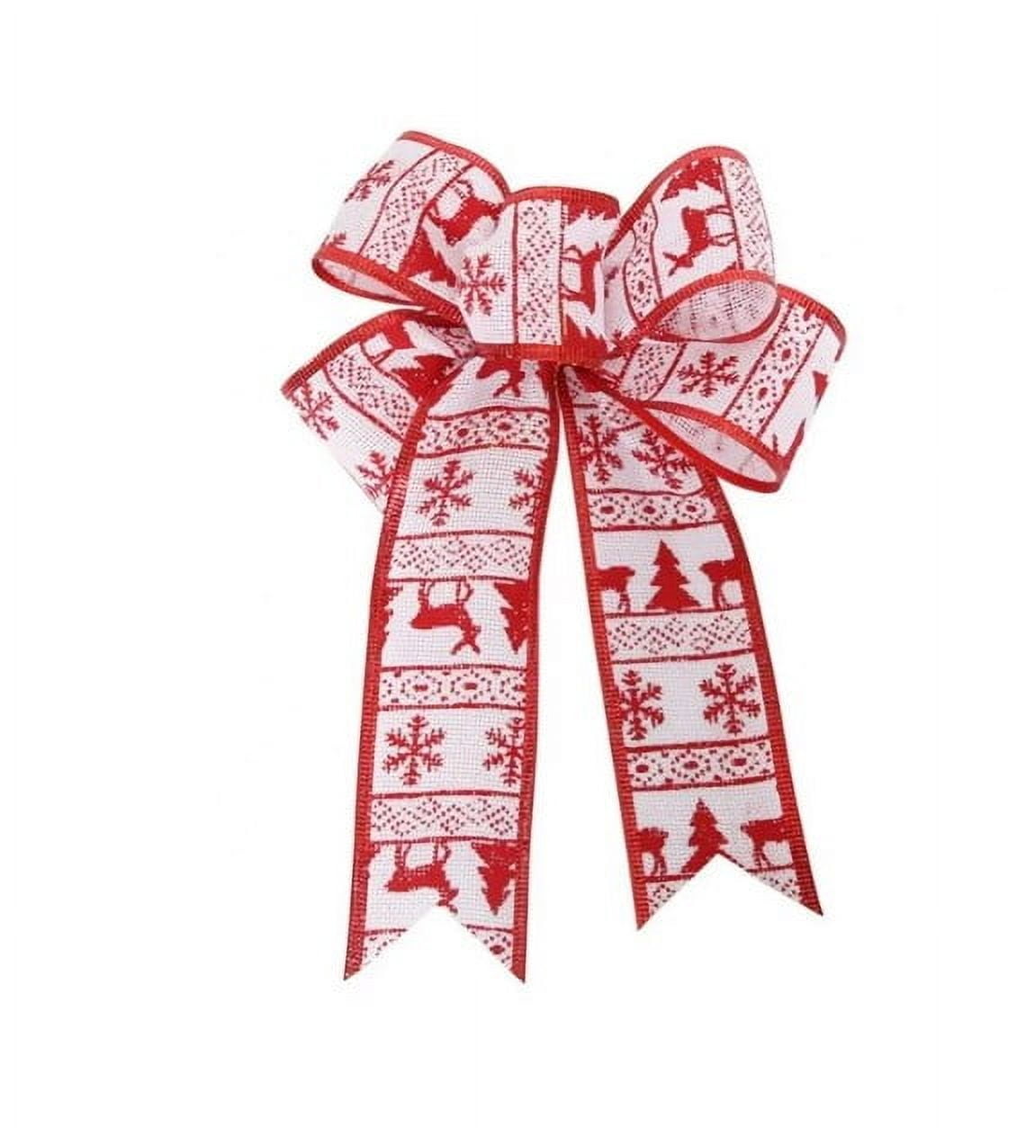 4 Pack Red Wreath Bows for Christmas Outdoor Decorations, Striped ...