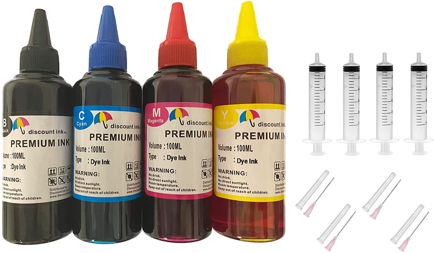 4 Pack Refill Ink Bottle for Canon cartridge PG-243 CL-244 PG-245 CL ...