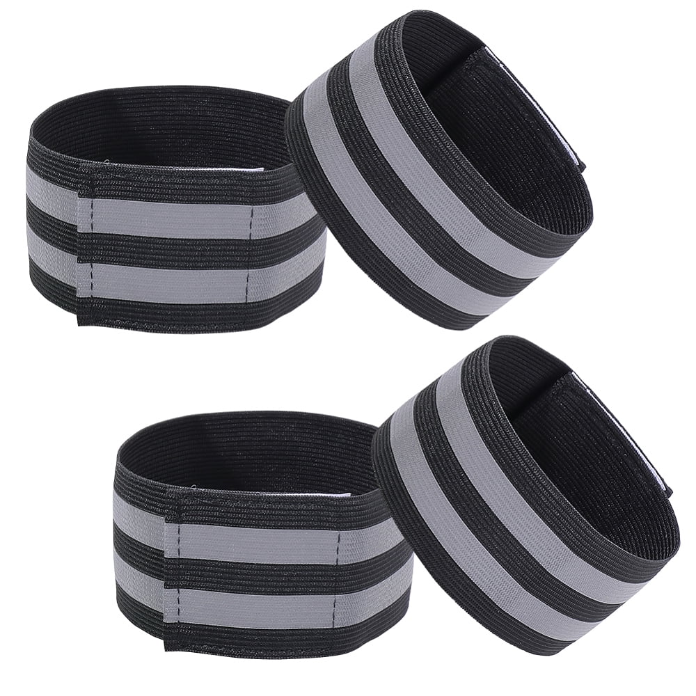 4 Pack Reflective Wrist Straps Security Wristbands Polyester Black ...