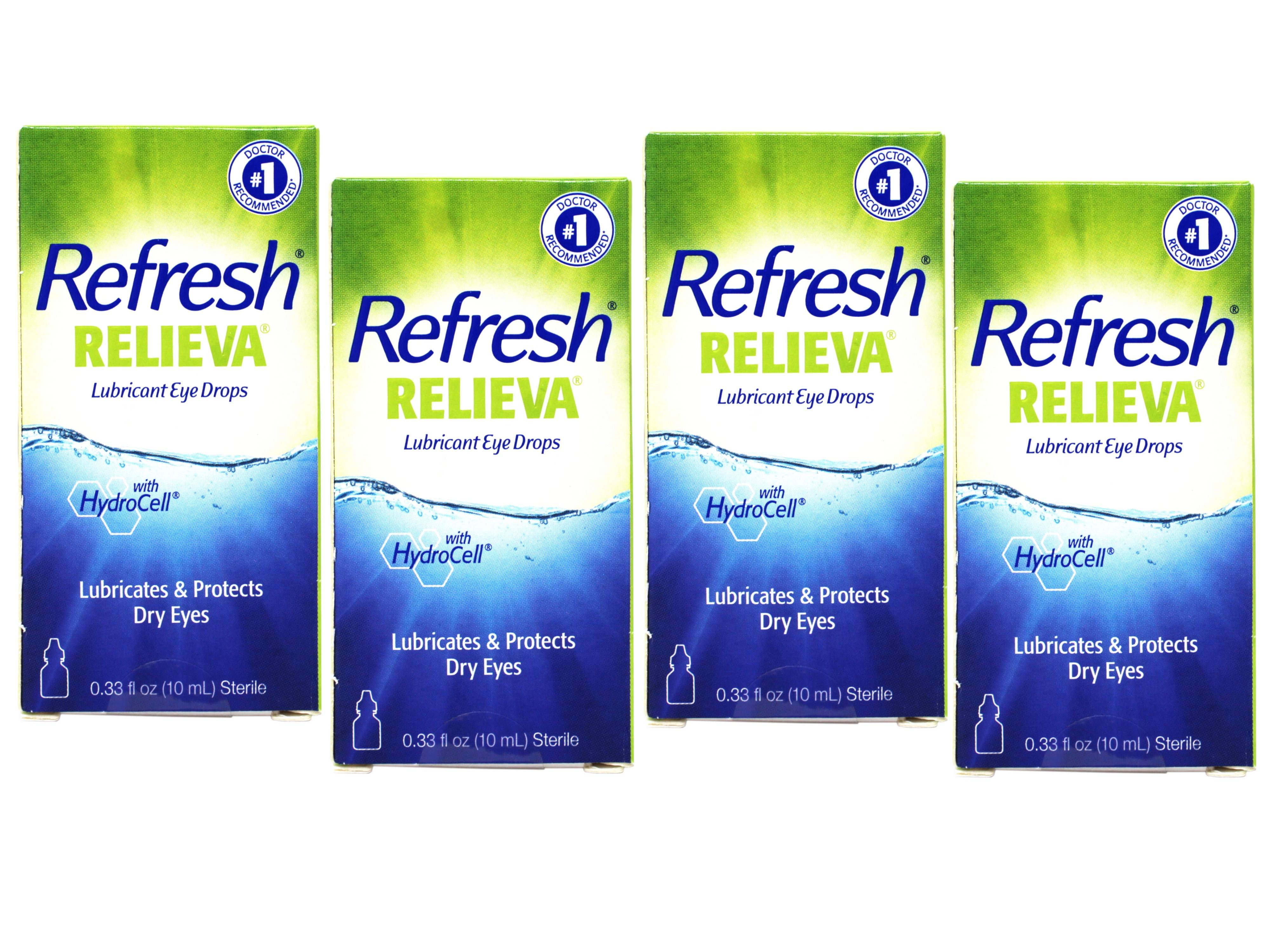 4 Pack - Refresh Relieva Lubricant Eye Drops, Lubricates & Protects Dry ...