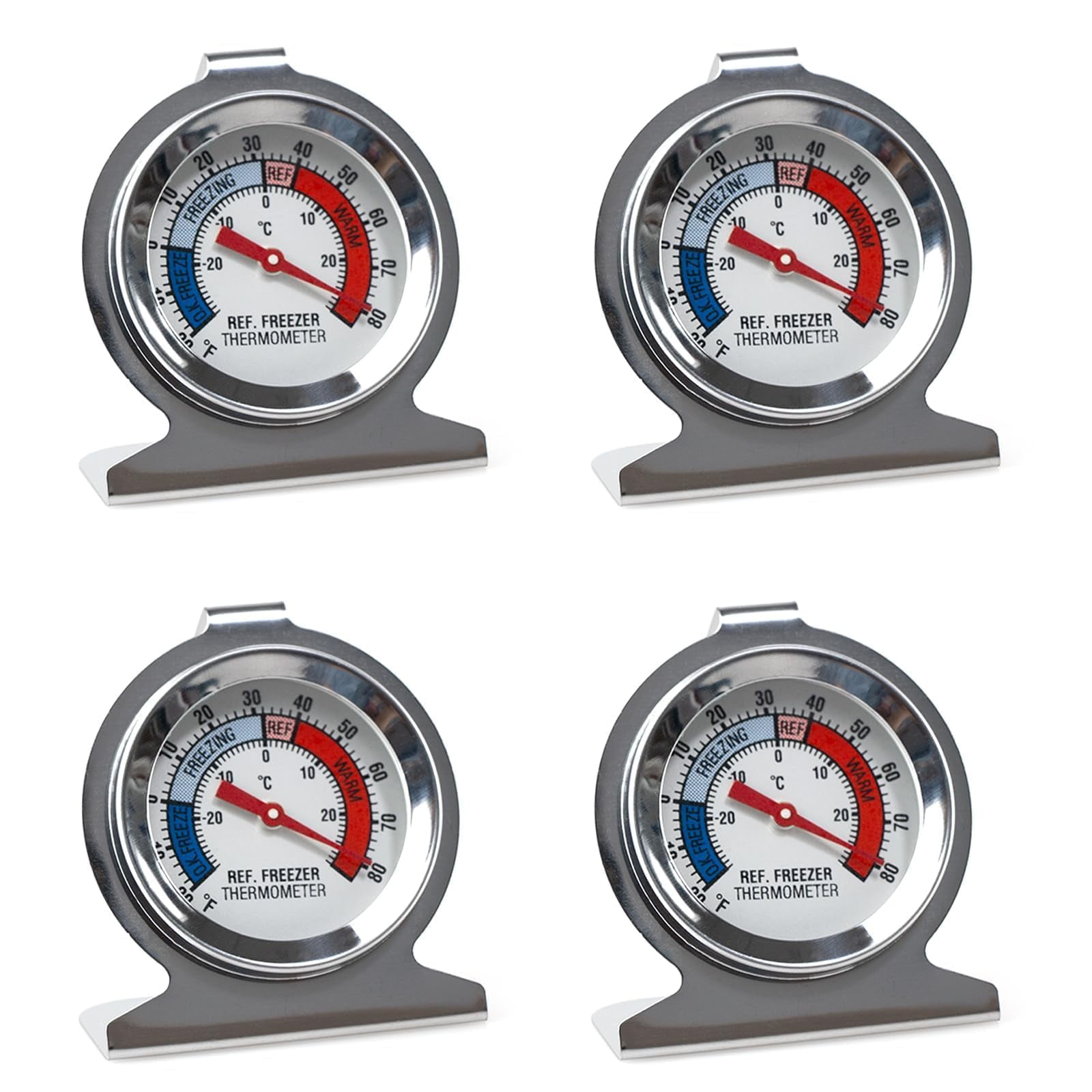4 Pack Refrigerator Freezer Thermometer, Classic Series Large Dial ...