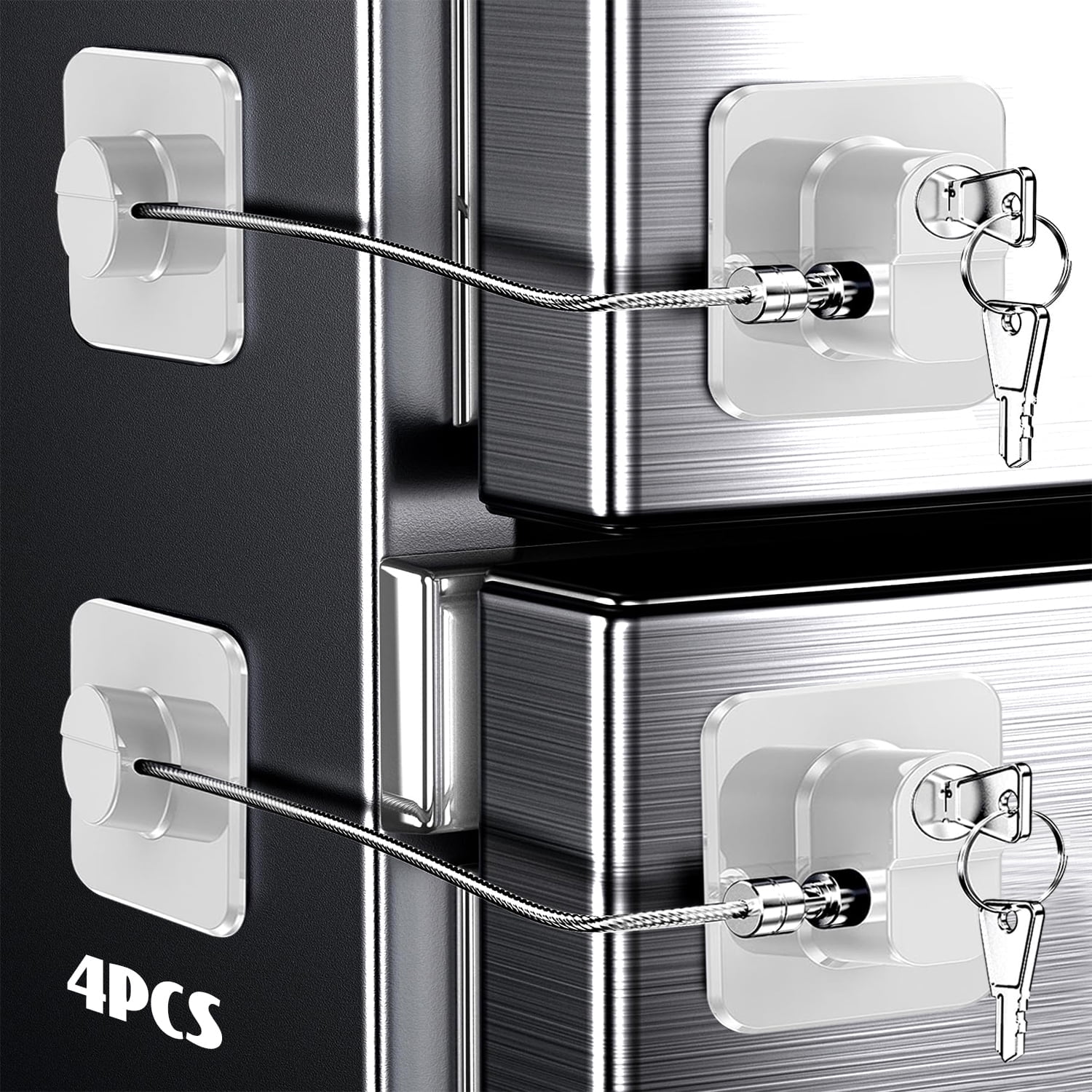 4 Pack Refrigerator Locks with Keys for Kids, Toddlers and Adults, Self ...